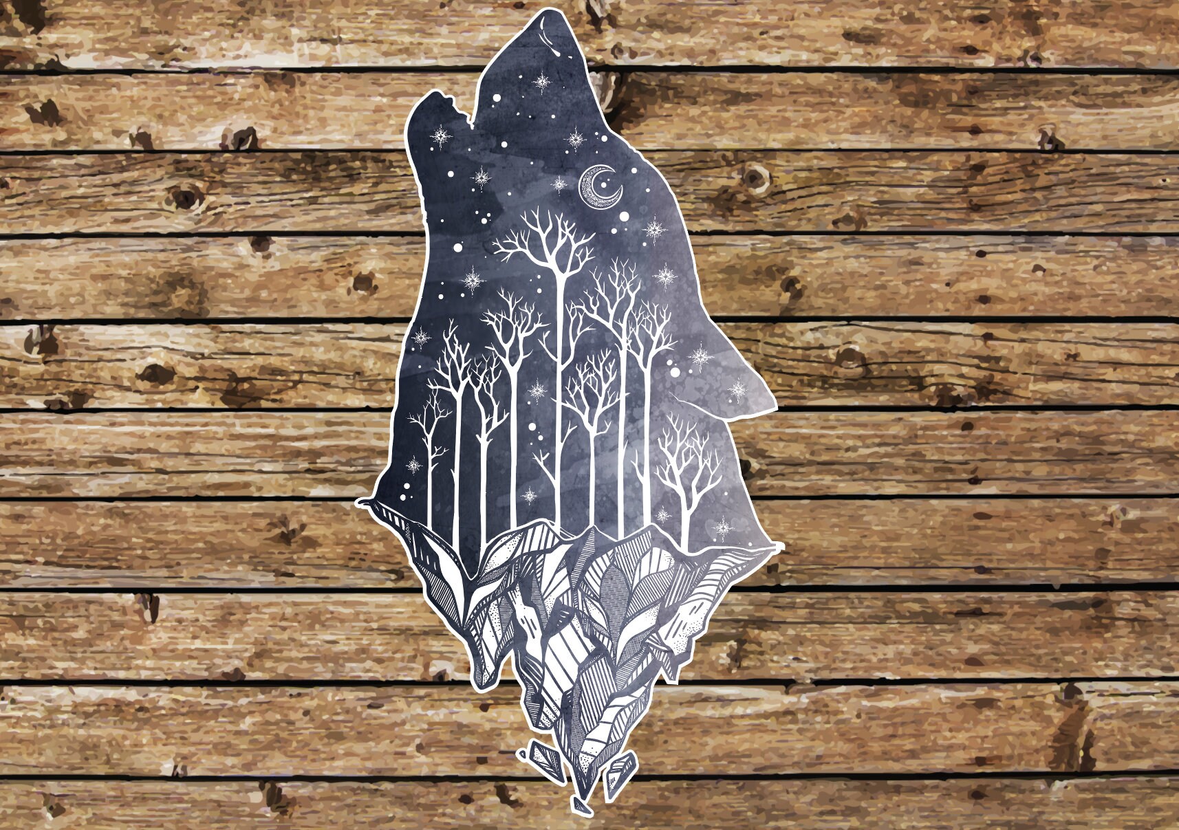 Wolf Sticker Howling Wolf Vinyl Decal Mountain Decal | Etsy