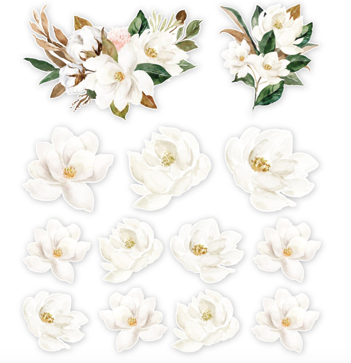 Magnolia Flower Decal Pack Watercolor Floral Vinyl Decals - Etsy