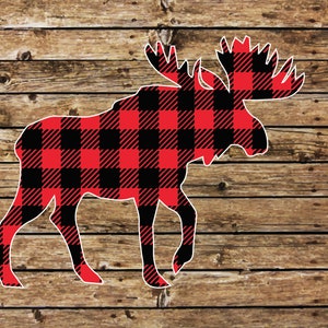 Plaid Moose Sticker | Moose Vinyl Decal | Buffalo Plaid Decal ...