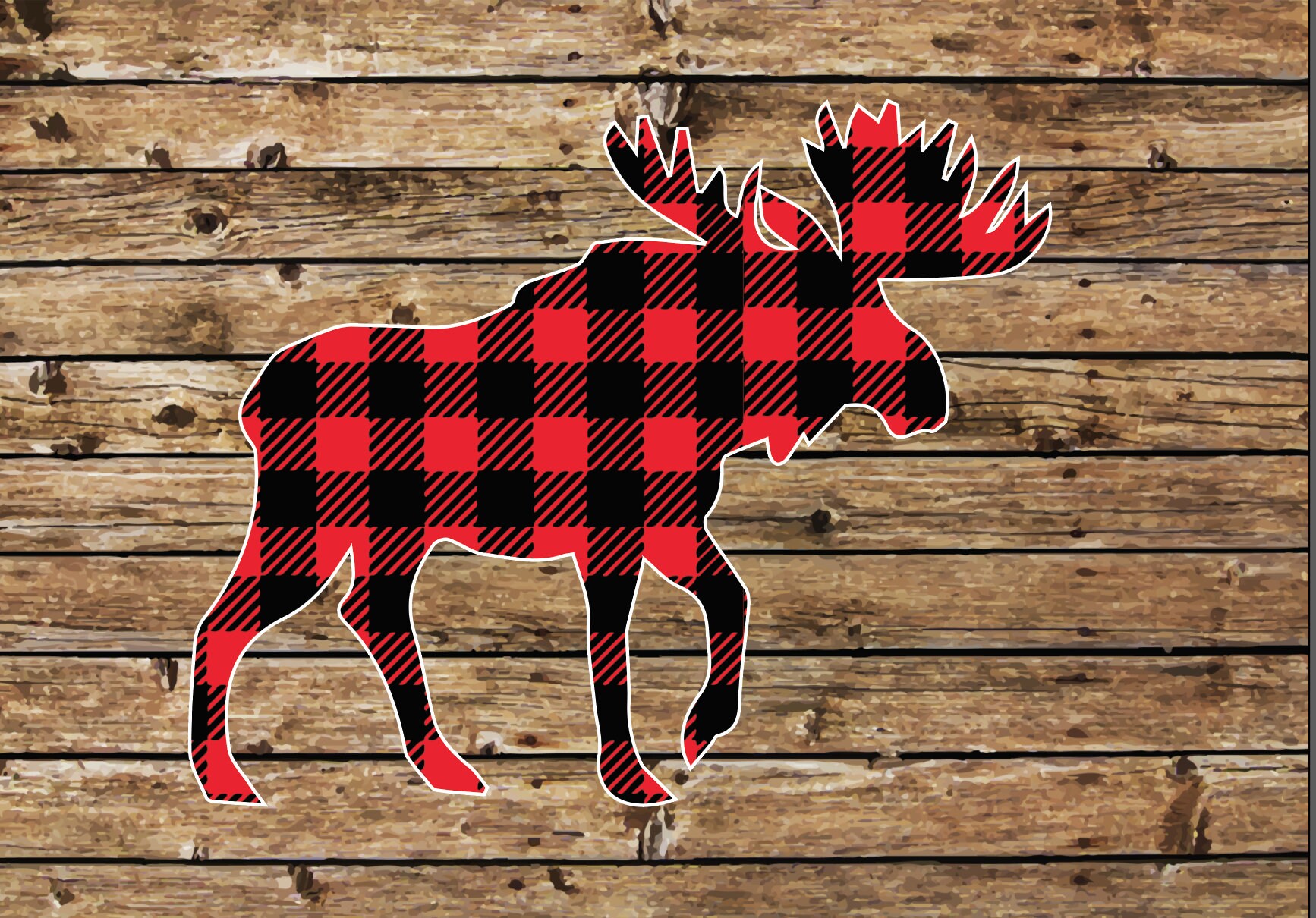 Plaid Moose Sticker Moose Vinyl Decal Buffalo Plaid Decal | Etsy