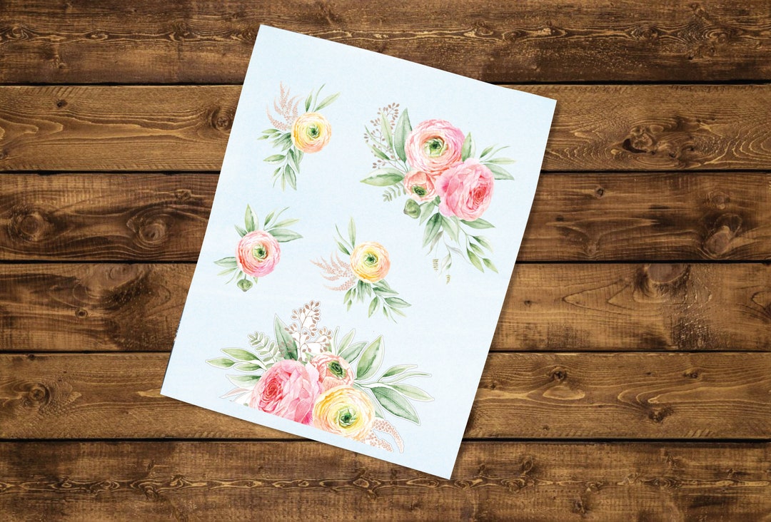 Pink and Yellow Floral Decal Pack | Watercolor Floral Vinyl Decals ...