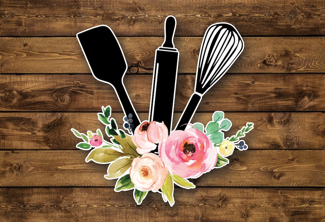 Baker Sticker | Rolling Pin Sticker | Floral Baking Decal | Baking ...