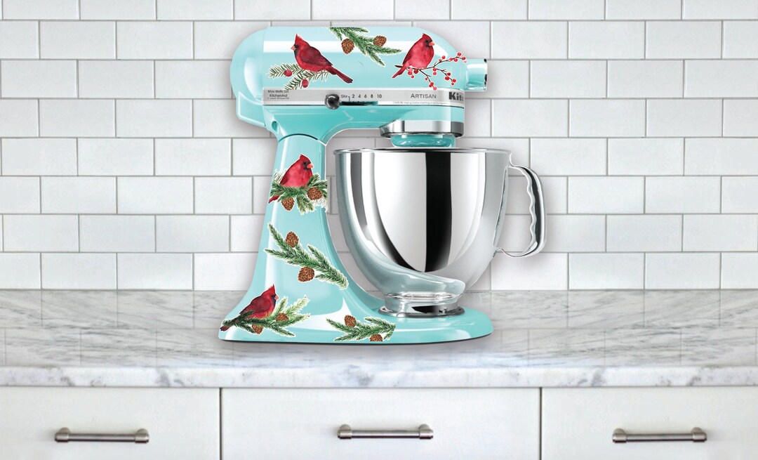 Cardinal Mixer Decals | Watercolor Bird Decals | Red Bird Decal ...