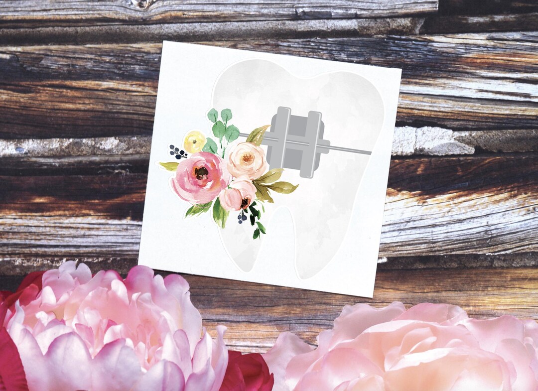 Tooth With Braces Sticker | Orthodontist Decal | Tumbler Decal | Braces ...