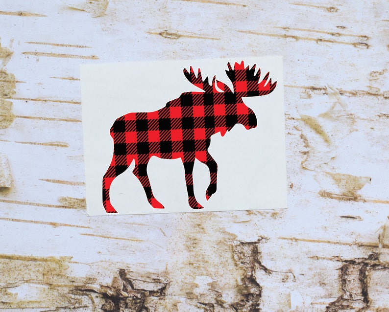 Plaid Moose Sticker Moose Vinyl Decal Buffalo Plaid Decal | Etsy