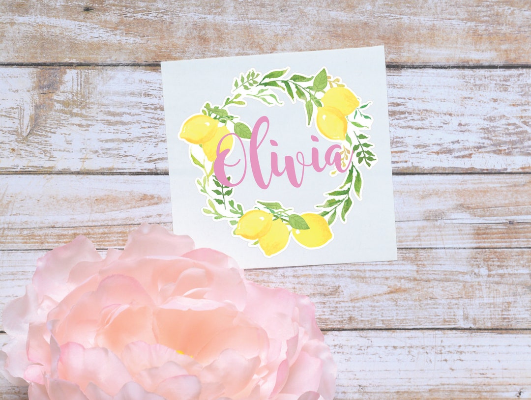 Lemon Wreath Monogram Decal | Lemon Decal | Watercolor Lemons | Name ...