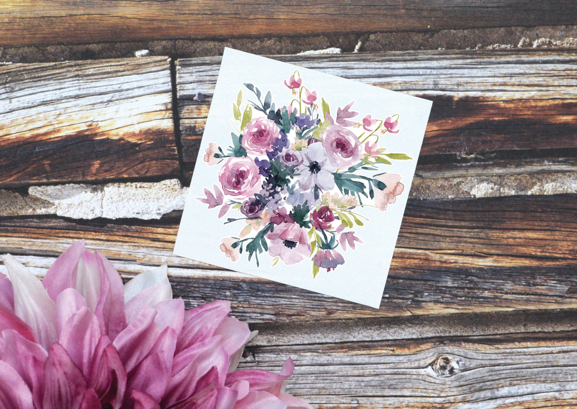 Flower Bouquet Sticker Lavender Flower Vinyl Decal | Etsy