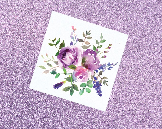 Watercolor Flower Bouquet Sticker Purple Floral Tumbler - Etsy