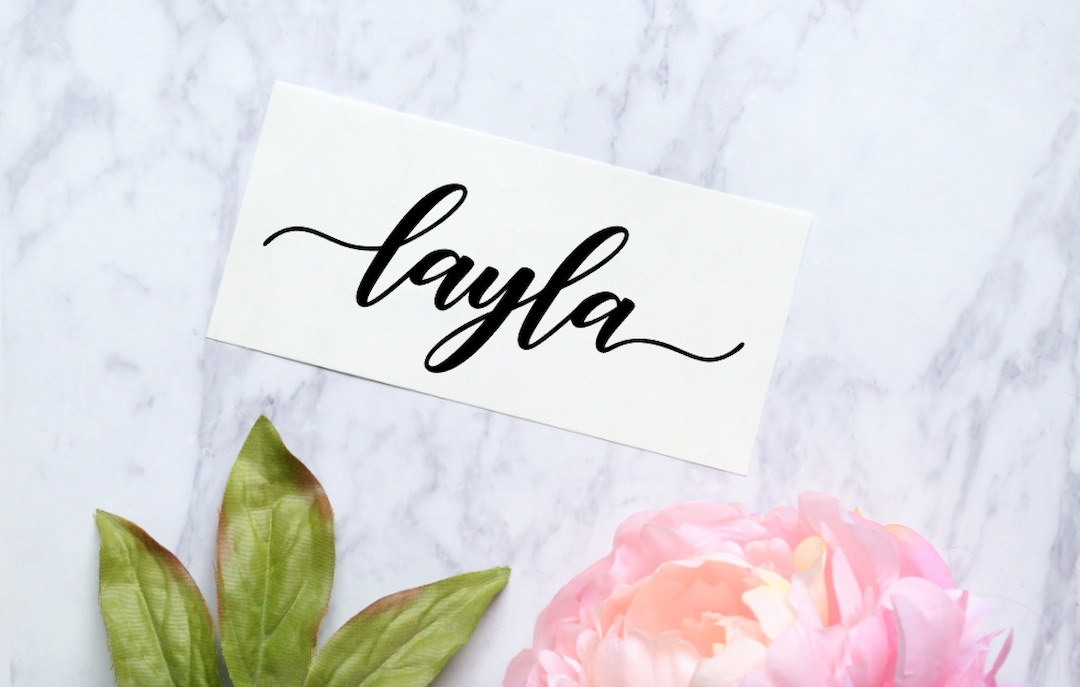 Calligraphy Name Vinyl Decal: Swirl Font, Personalized Sticker - Etsy