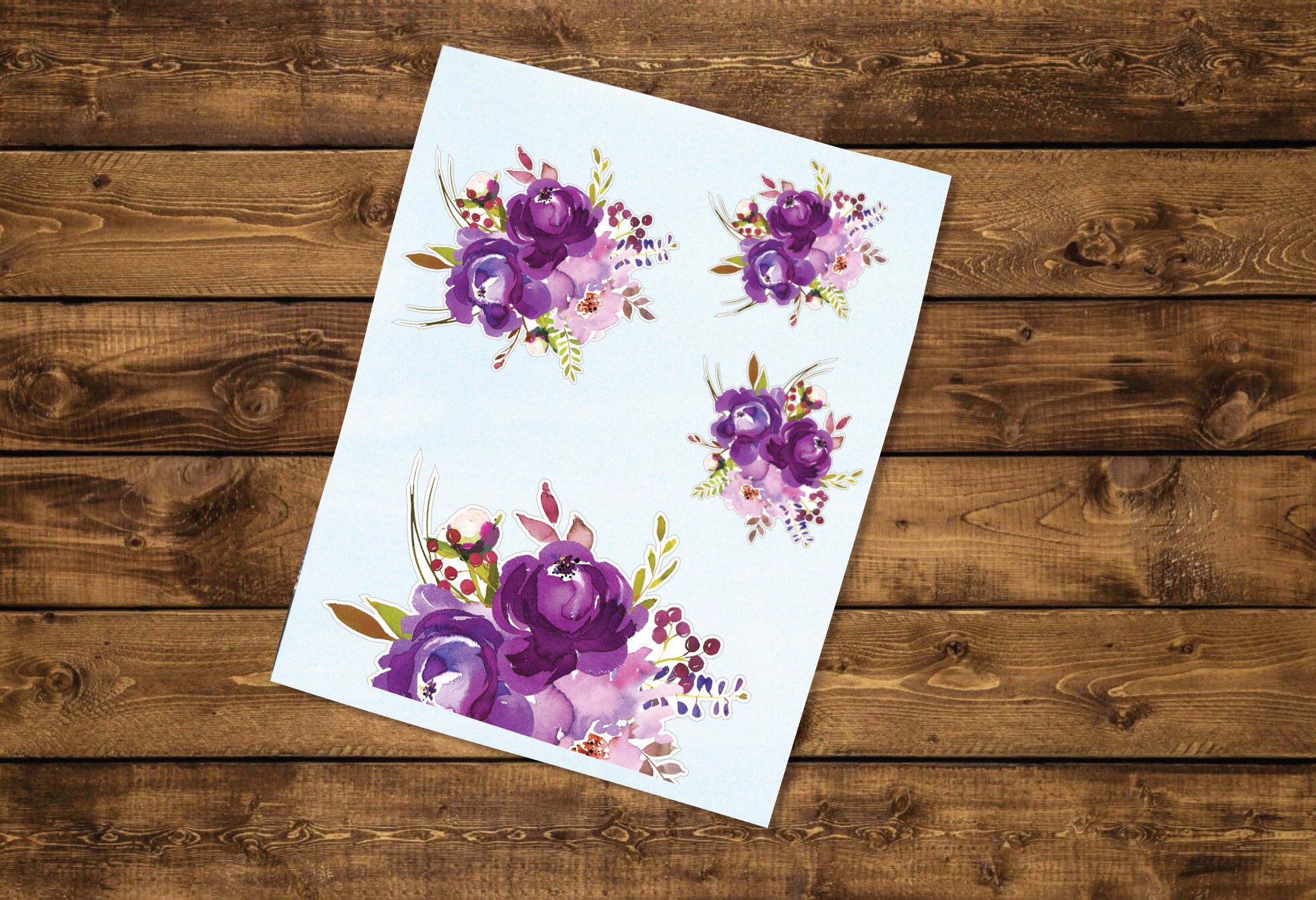 Purple Flower Decal Pack Watercolor Floral Vinyl Decals - Etsy