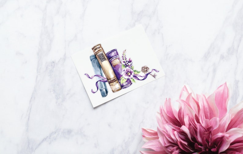 Book Sticker Book Purple Floral Vinyl Sticker Reading - Etsy