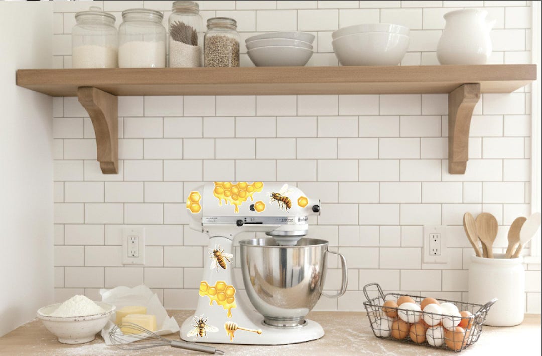 Watercolor Honey Bee Mixer Decals: Kitchen Decor Stickers - Etsy