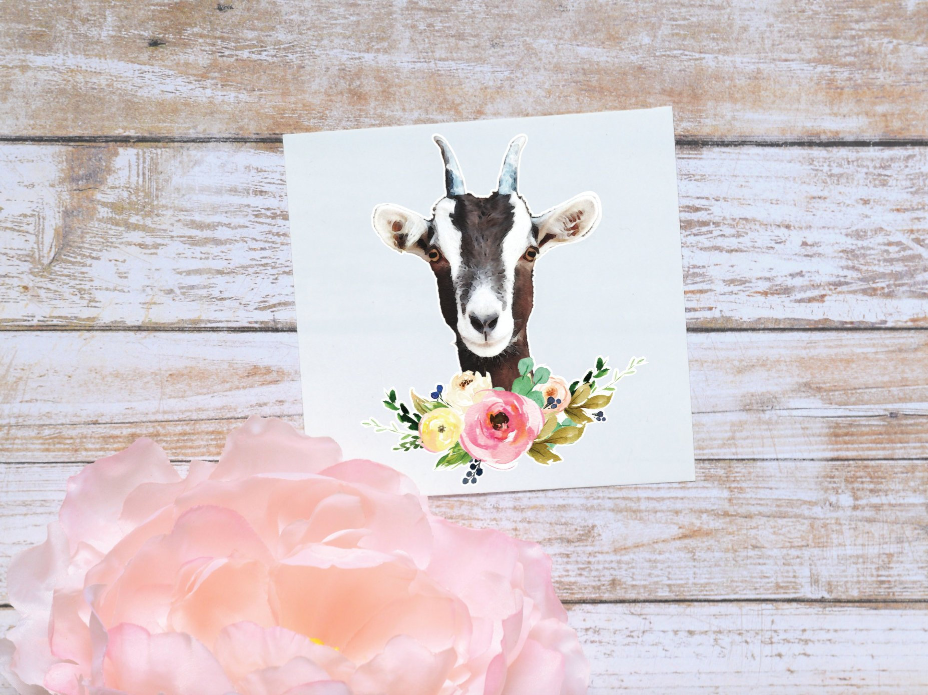 Goat Floral Sticker Goat Flower Bouquet Tumbler Decal Goat | Etsy