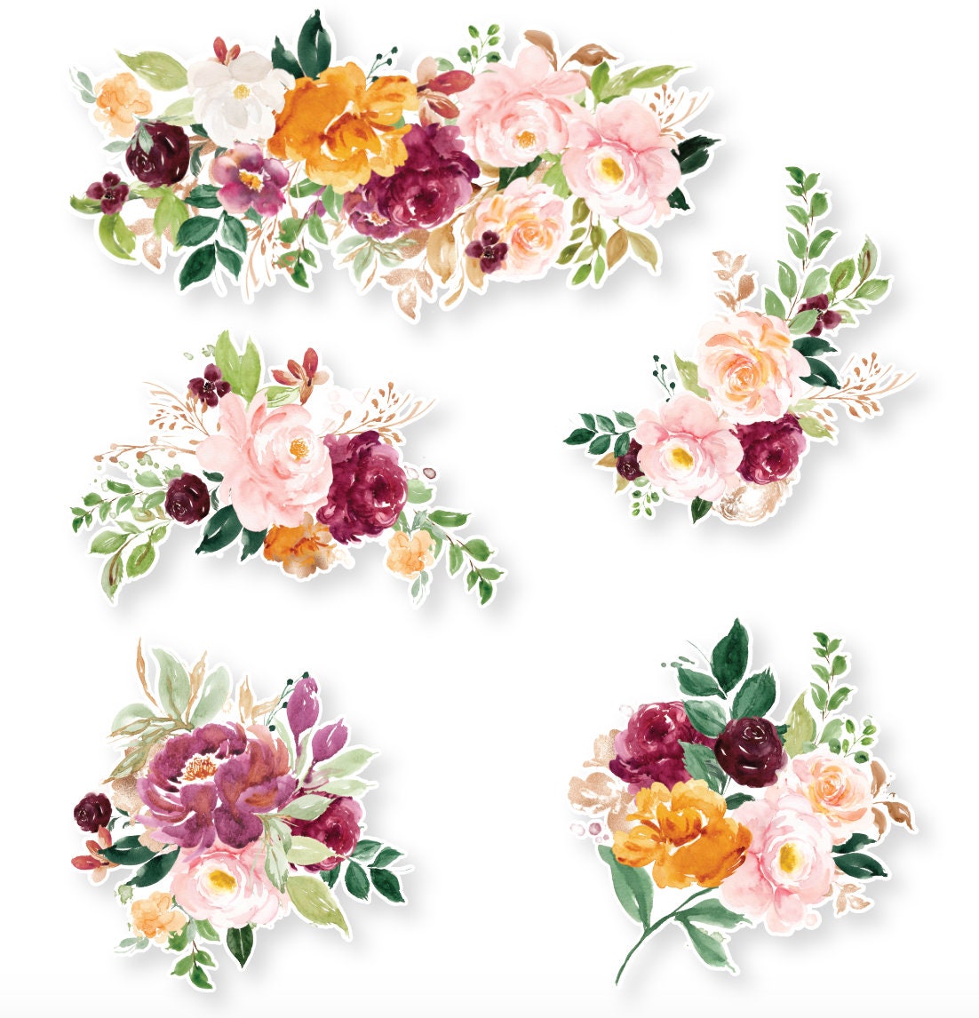 Autumn Floral Decal Pack Watercolor Floral Vinyl Decals - Etsy
