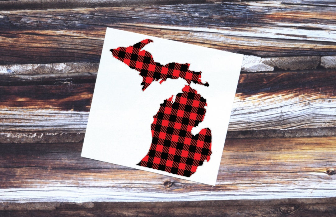 Michigan Sticker | Buffalo Plaid State of Michigan Tumbler Decal ...