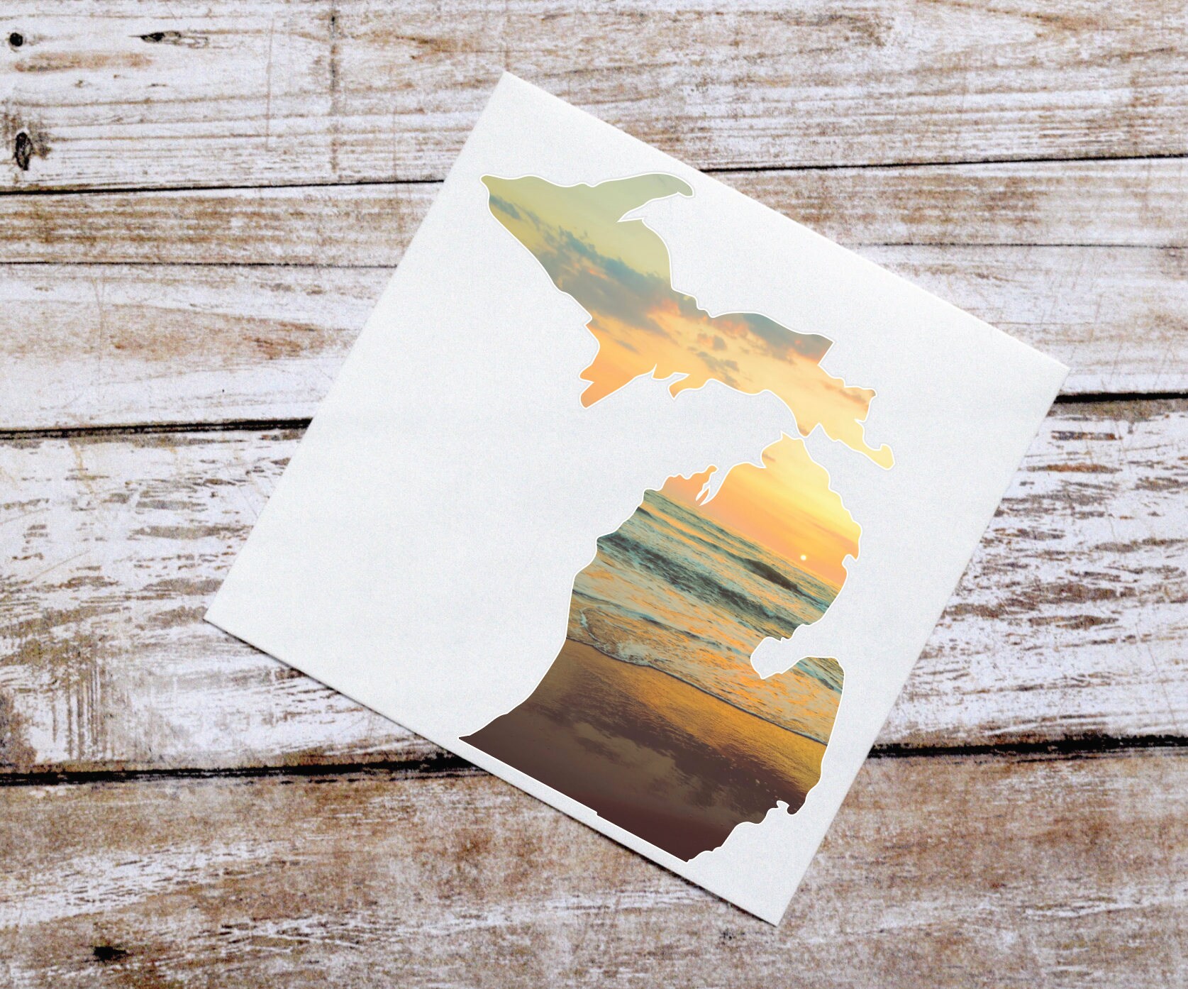 Michigan Sticker Beach Sunset Michigan Vinyl Decal State - Etsy