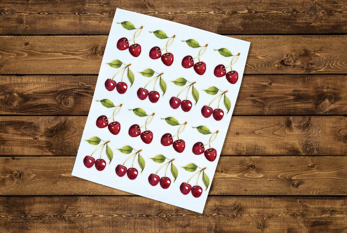 Cherry Decal Pack Watercolor Cherry Vinyl Decals Cherry - Etsy