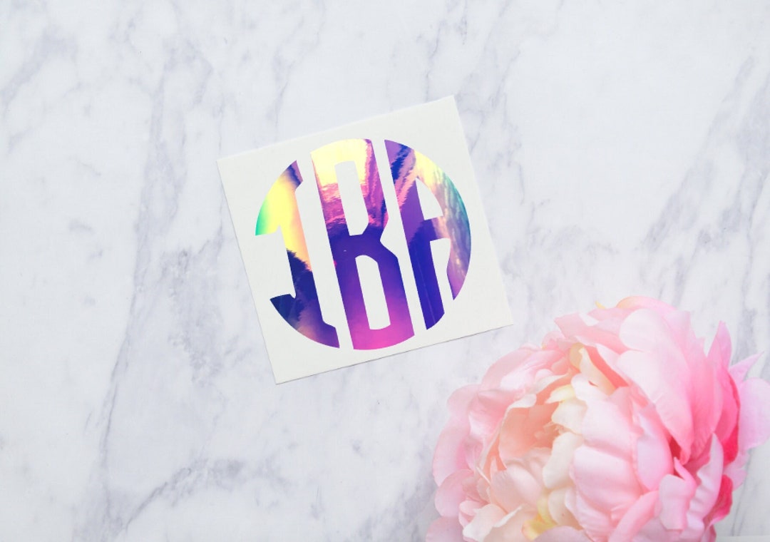 Circle Monogram Decal Holo Monogram Sticker Multi-chrome Monogram Decal ...