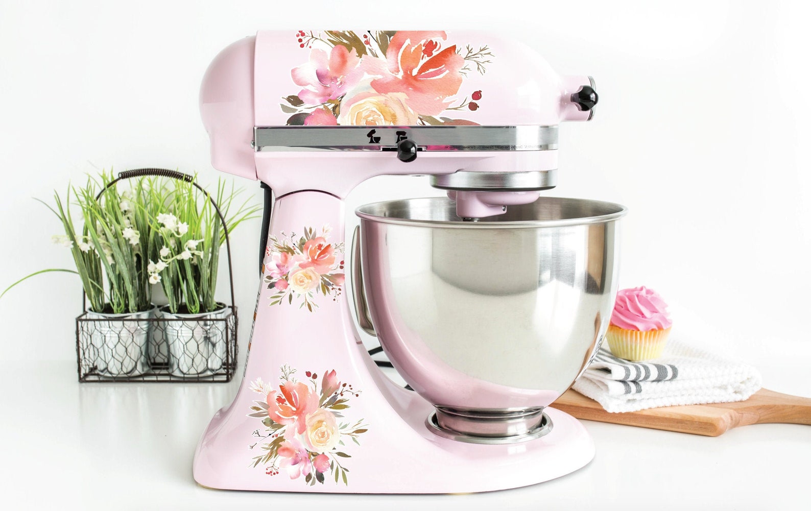 Coral Flower Mixer Decals Watercolor Floral Decals Flower - Etsy