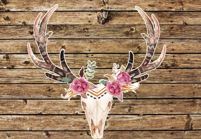 Deer Antler Sticker Deer Skull Antler Vinyl Decal Flower - Etsy