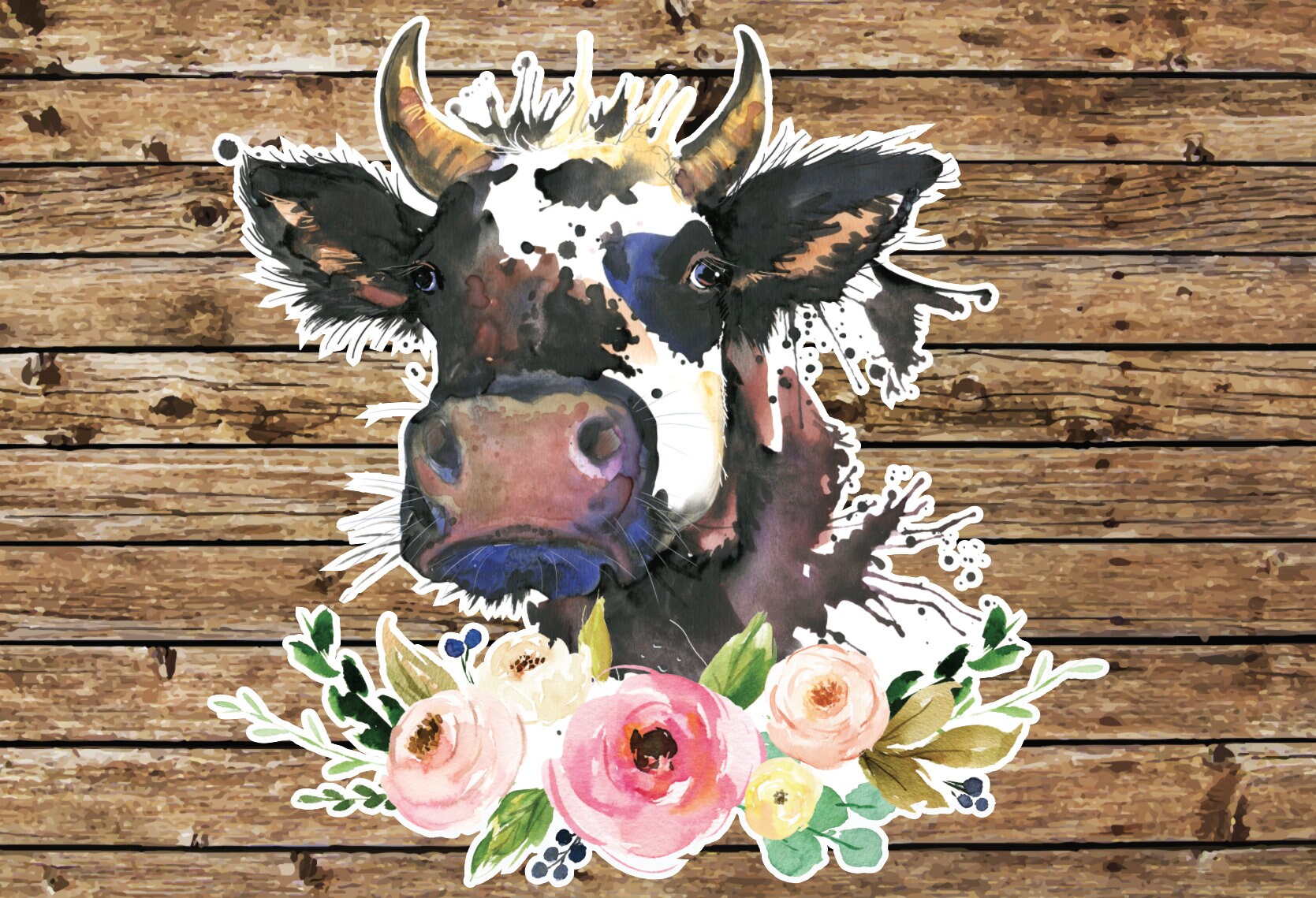 Cow Floral Sticker Heifer Flower Bouquet Tumbler Decal Cow - Etsy
