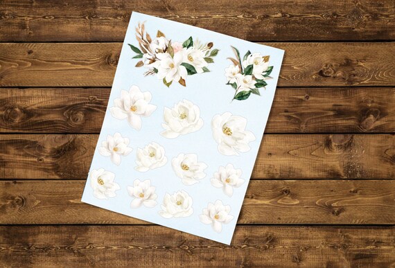 Magnolia Flower Decal Pack Watercolor Floral Vinyl Decals - Etsy