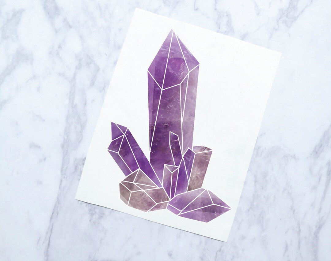 Amethyst Gemstone Sticker Amethyst Crystal Vinyl Sticker Laptop Decal ...