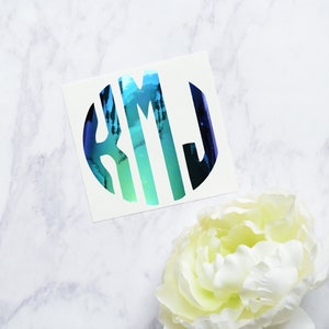 Circle Monogram Decal | Holo Monogram Sticker | Multi-chrome Monogram ...