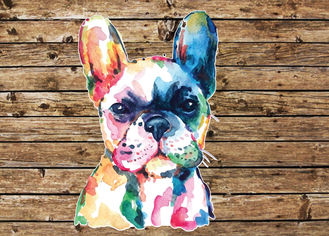 Rainbow French Bulldog Sticker Watercolor Frenchie Decal | Etsy