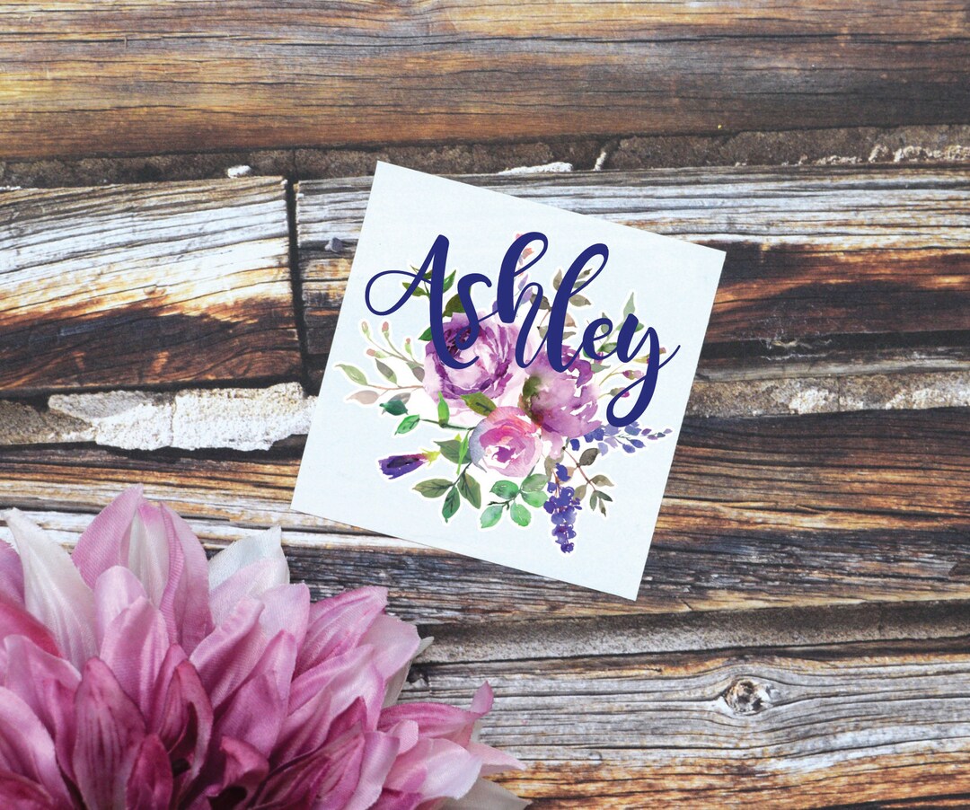 Flower Monogram Decal | Watercolor Flower Vinyl Decal | Watercolor ...