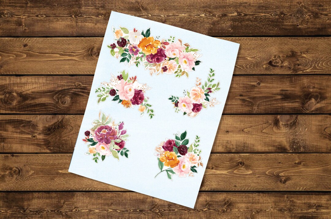 Autumn Floral Decal Pack | Watercolor Floral Vinyl Decals | Flower ...
