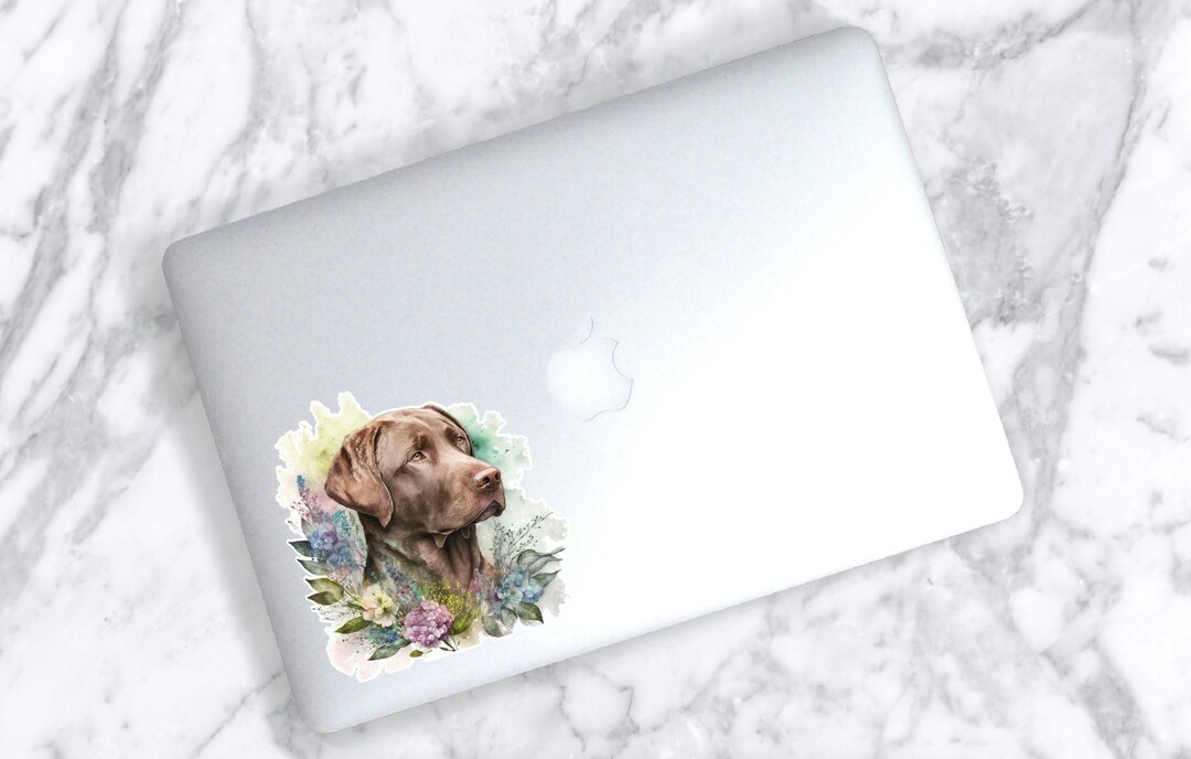 Floral Chocolate Lab Sticker | Watercolor Dog Sticker | Flower Dog Car ...