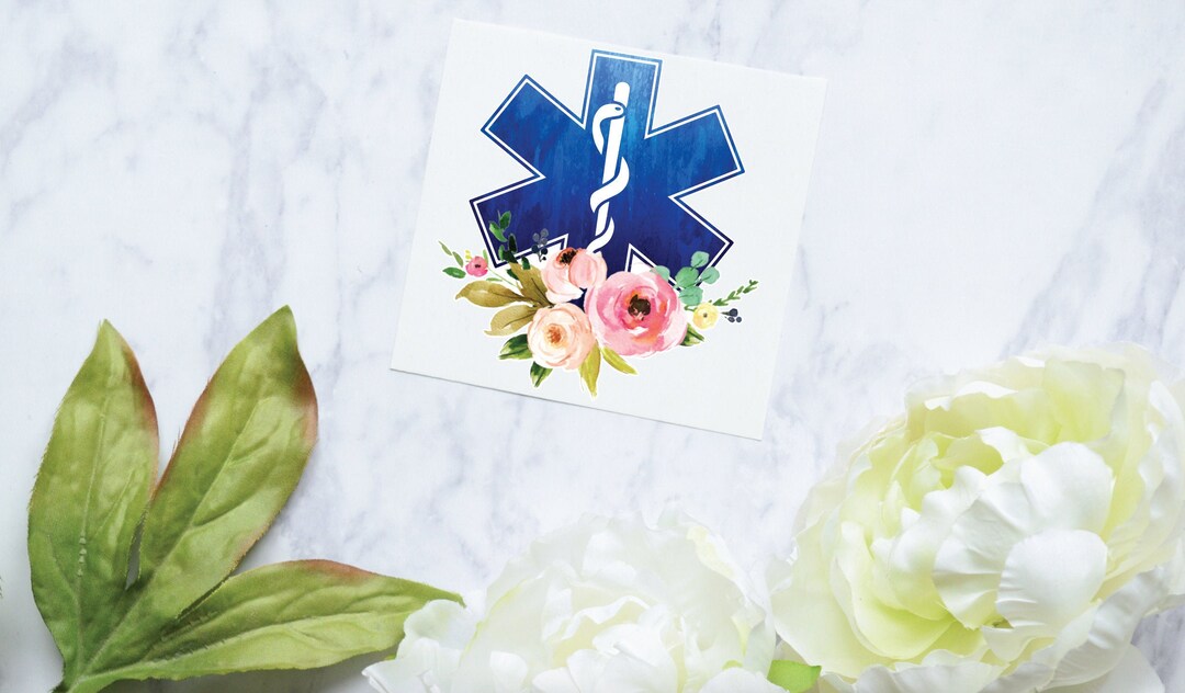EMT Sticker | Floral EMT Car Decal | EMT Sticker | Medical Worker ...