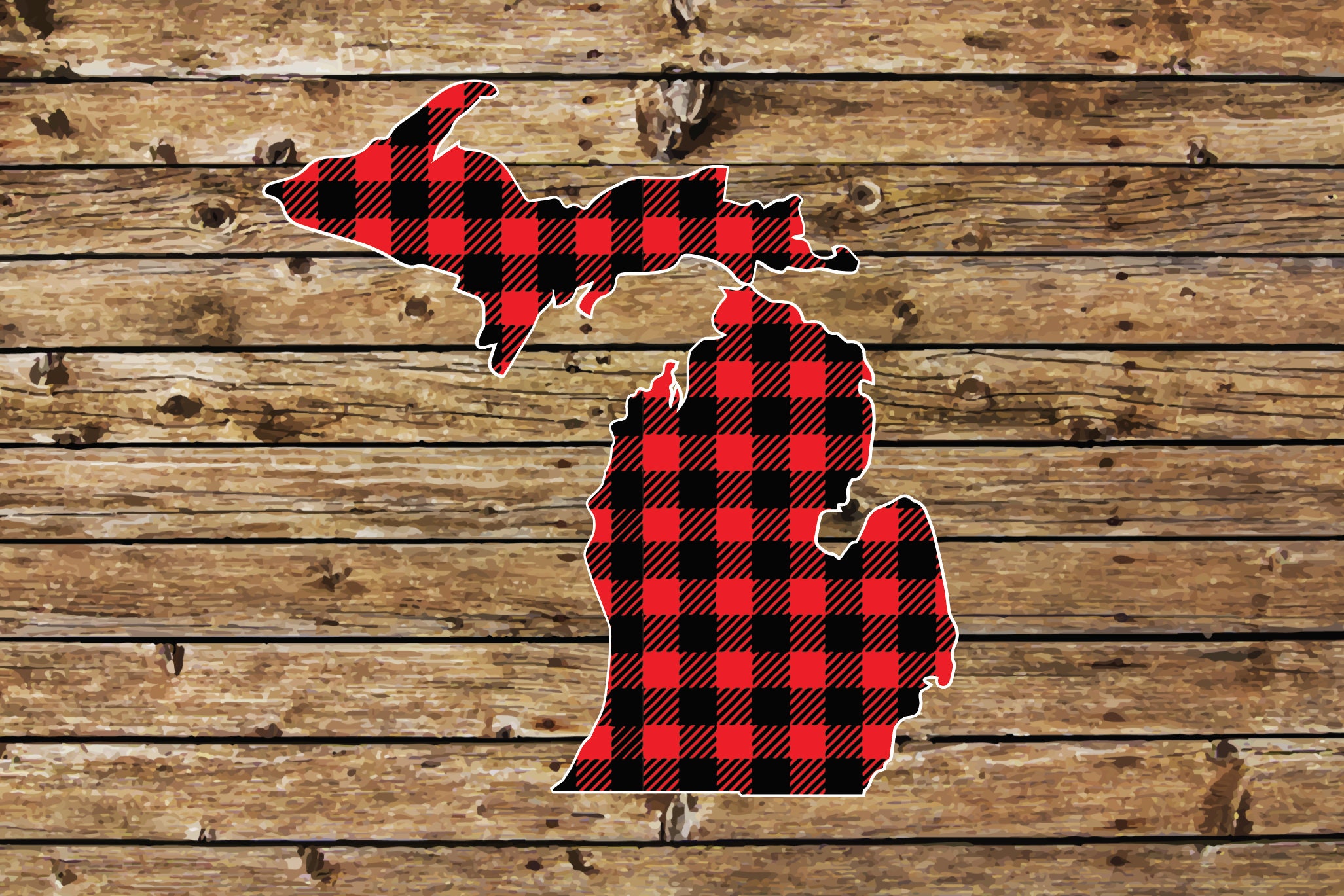 Michigan Sticker Buffalo Plaid State of Michigan Tumbler - Etsy