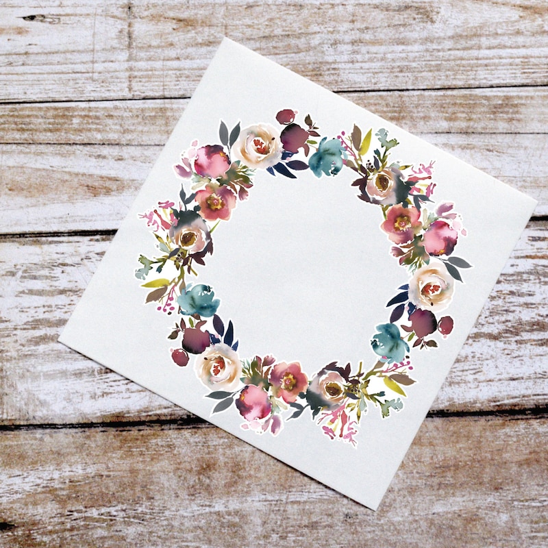 Floral Wreath Decal - Etsy
