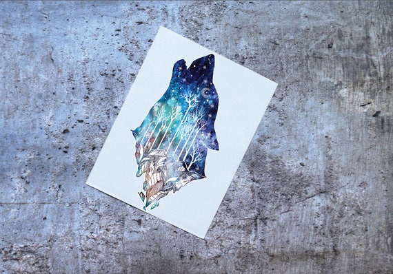 Wolf Sticker Howling Wolf Navy Blue Aqua Vinyl Decal - Etsy