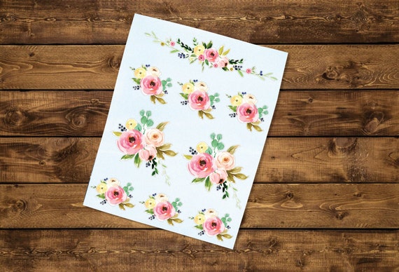 Pastel Pink Flower Decal Pack Watercolor Floral Vinyl Decals | Etsy