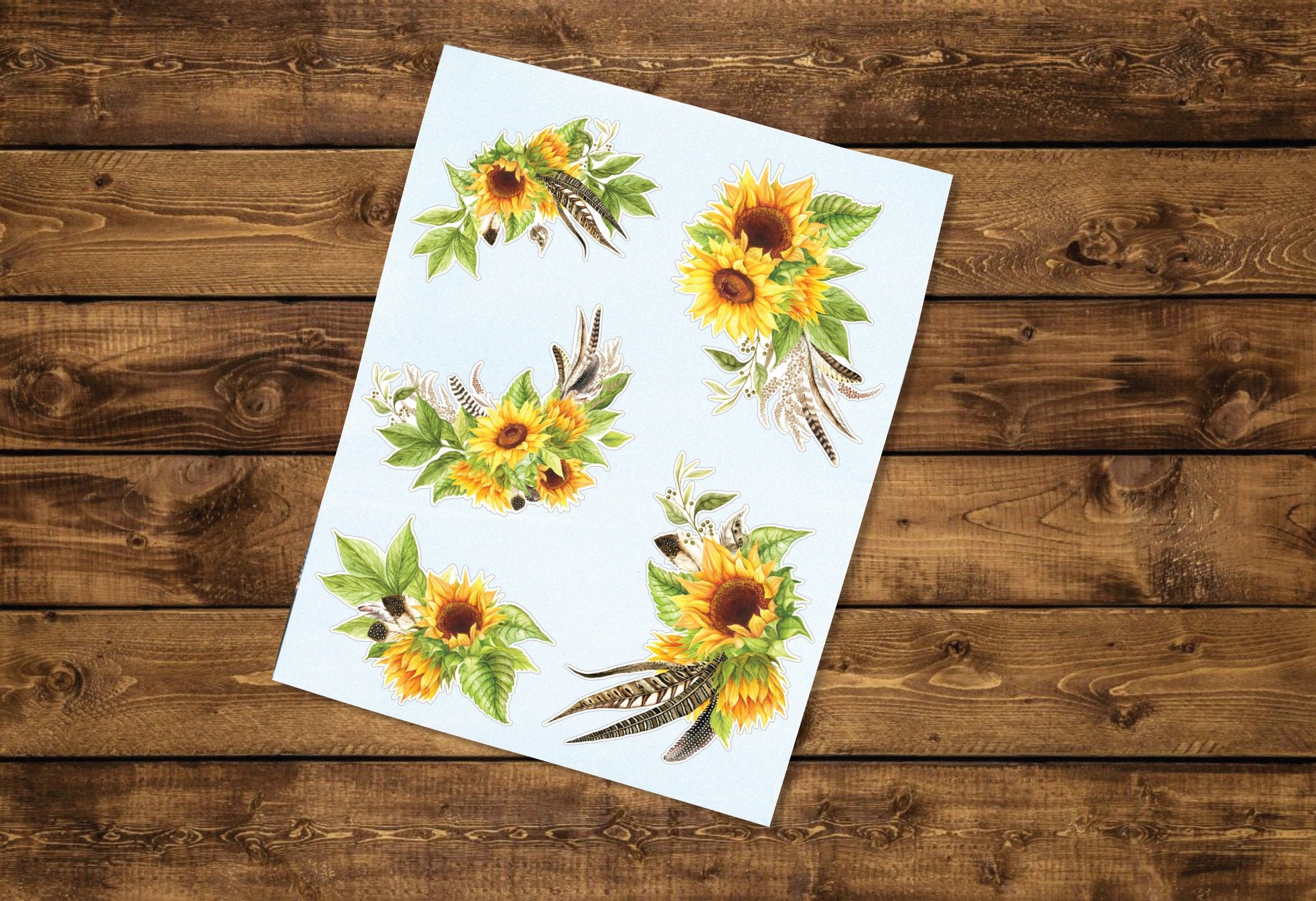 Sunflower Decal Pack Watercolor Sunflower Vinyl Decals | Etsy
