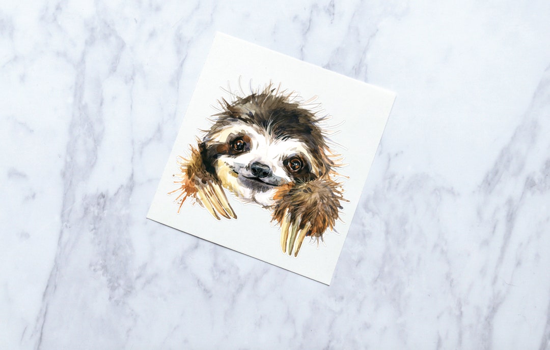 Watercolor Sloth Sticker | Cute Sloth Vinyl Decal | Sloth Sticker ...