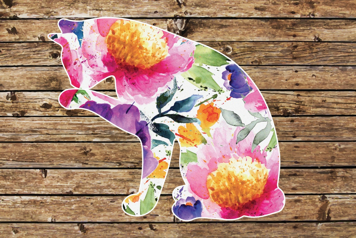Floral Cat Sticker Watercolor Flower Cat Vinyl Decal - Etsy