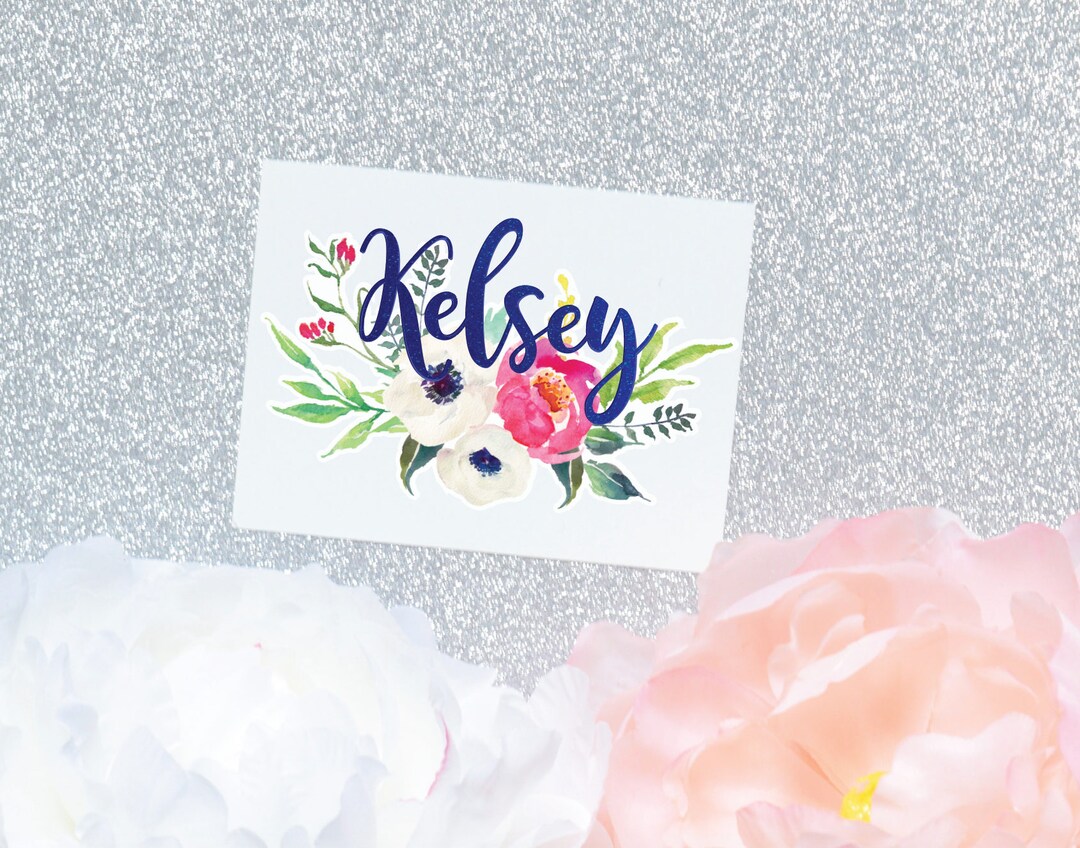 Watercolor Flower Monogram Decal: Personalized Floral Name - Etsy