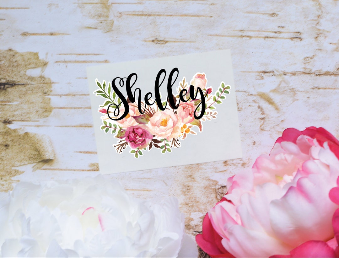 Flower Monogram Decal Watercolor Flower Bouquet Floral Name ...