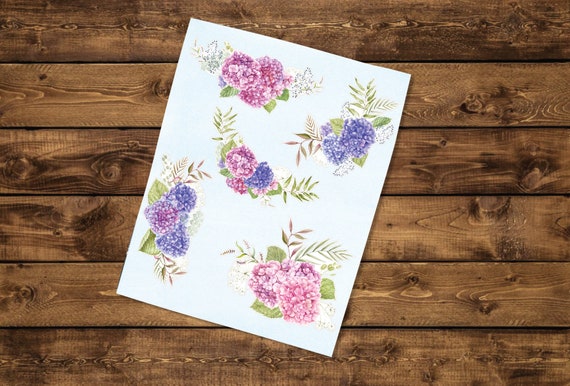 Hydrangea Floral Decal Pack Watercolor Floral Vinyl Decals | Etsy