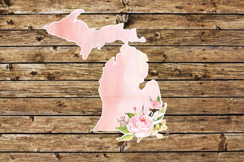 Pink Michigan Sticker State of Michigan Floral Tumbler Decal - Etsy