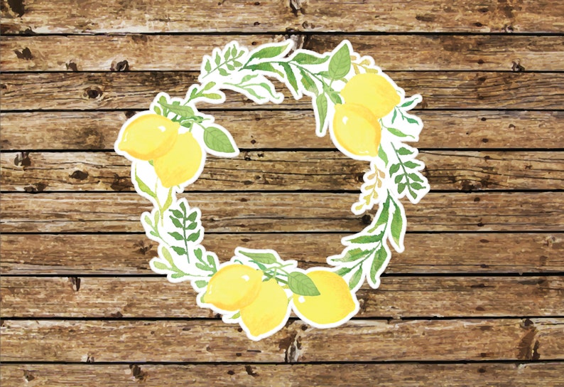 Lemon Wreath Sticker Lemon Decal Watercolor Lemon Fruit - Etsy