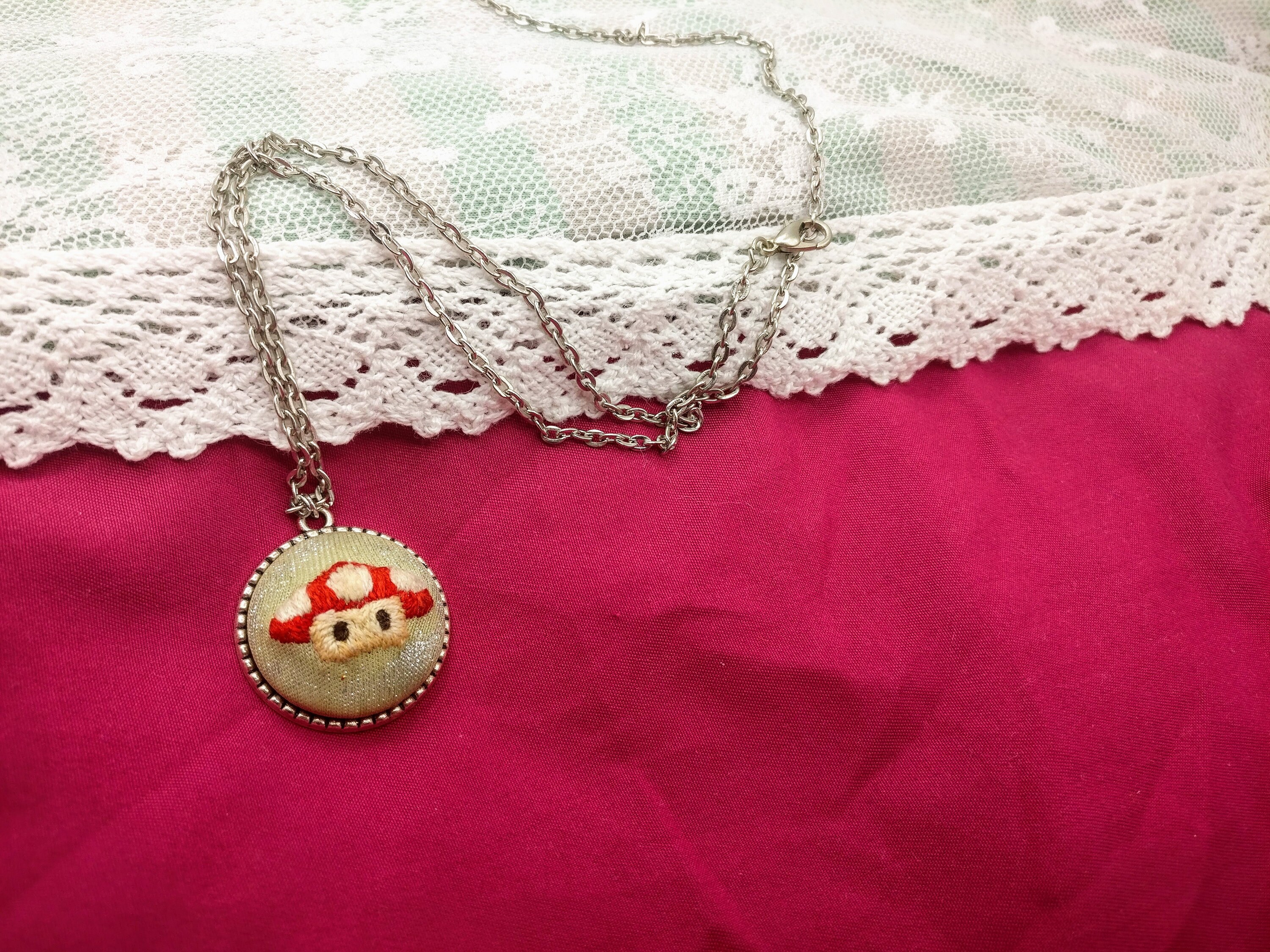Mushroom Cloud, Super Mario Pendant in 25mm. Victorian, Vintage, Retro ...