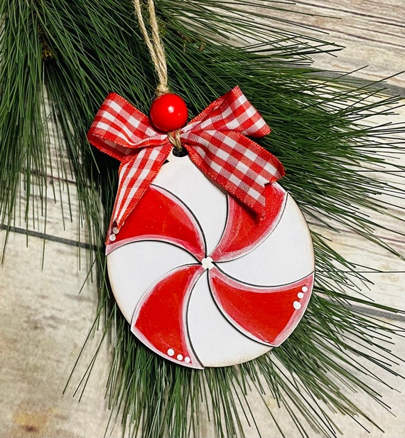 Peppermint Candy Ornament Christmas Ornament Wood Ornament - Etsy