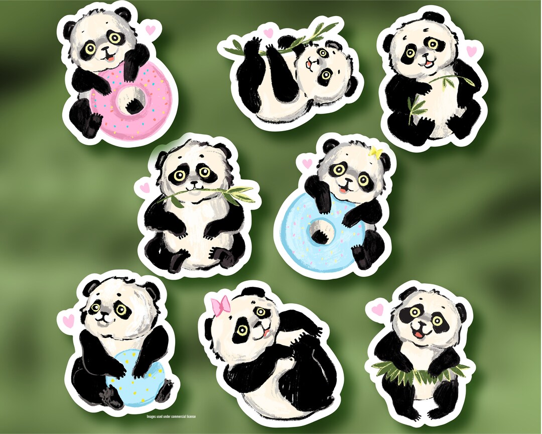 Panda Vinyl Stickers LS0101 Bamboo Panda Bears Panda Love Heart - Etsy