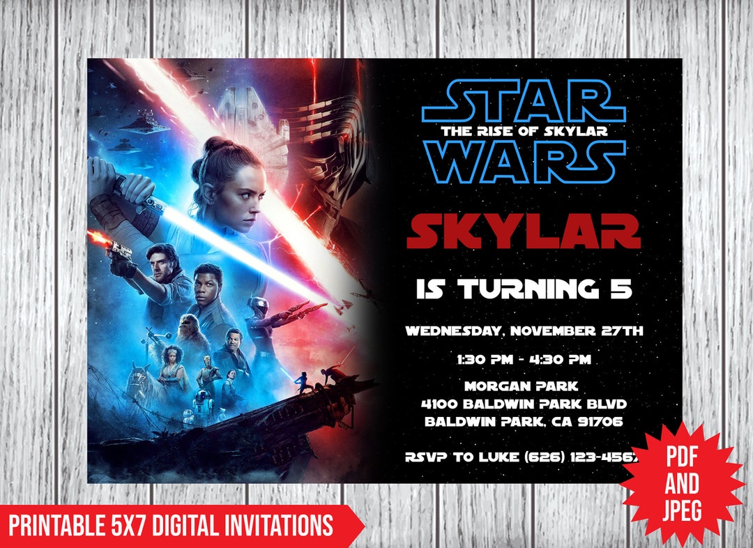 Star Wars Invitation - Star Wars Printable Birthday Invitation - Star ...
