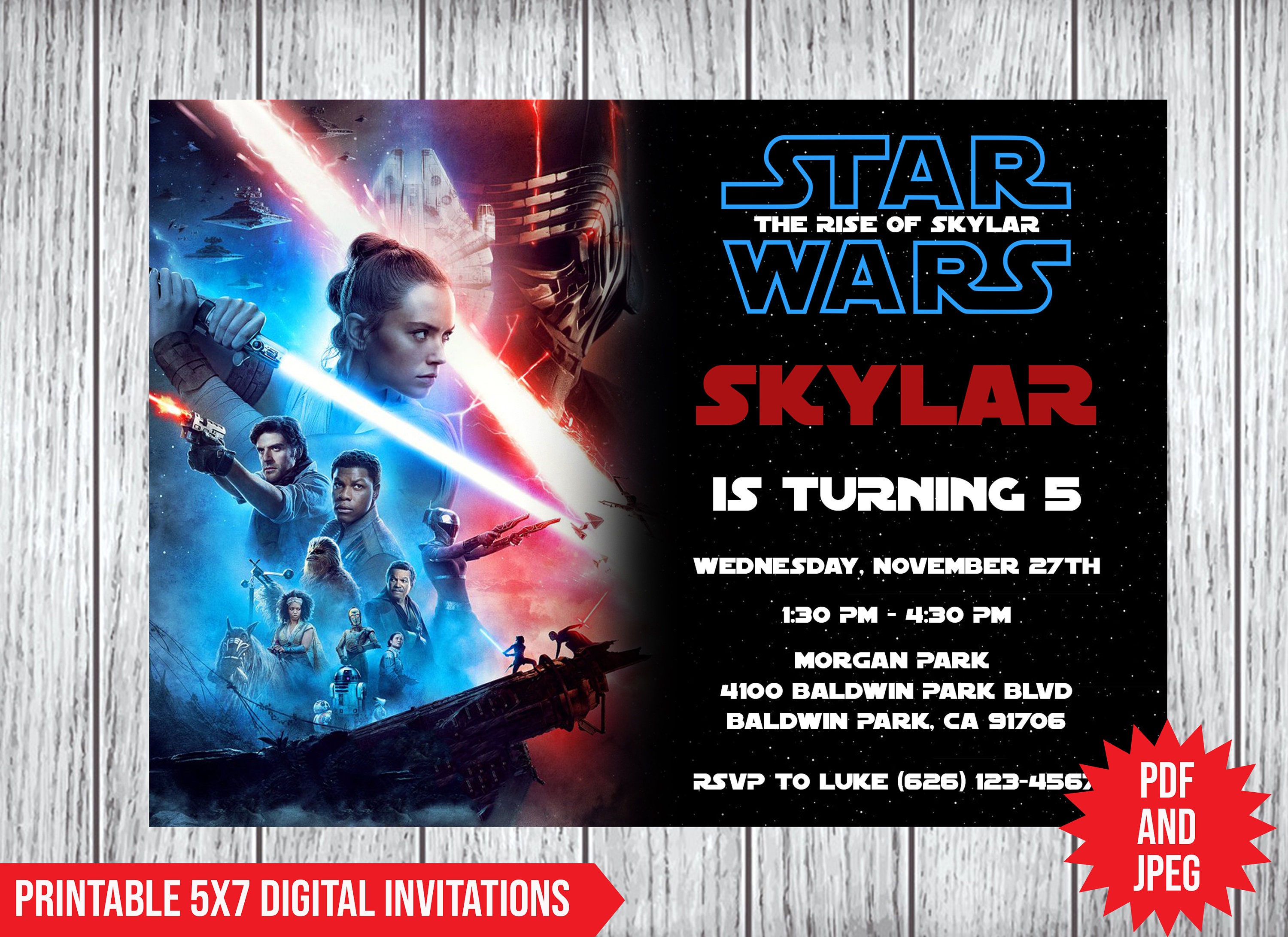 Invitación de Star Wars Invitación de cumpleaños imprimible | Etsy España